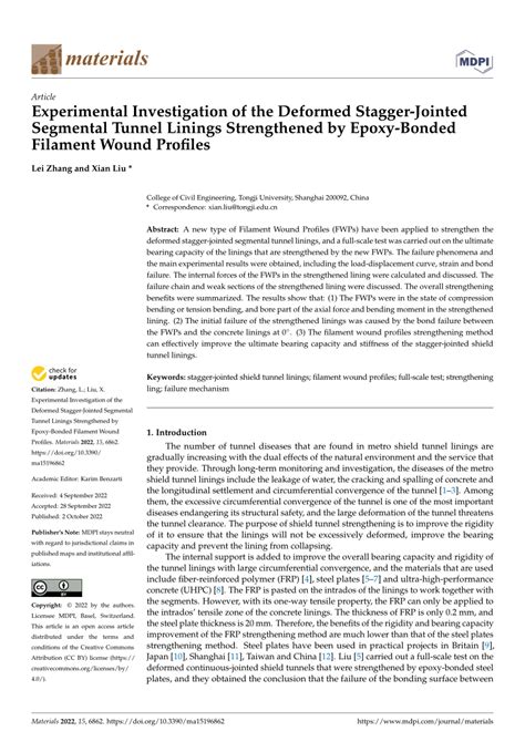 Pdf Experimental Investigation Of The Deformed Stagger Jointed Segmental Tunnel Linings