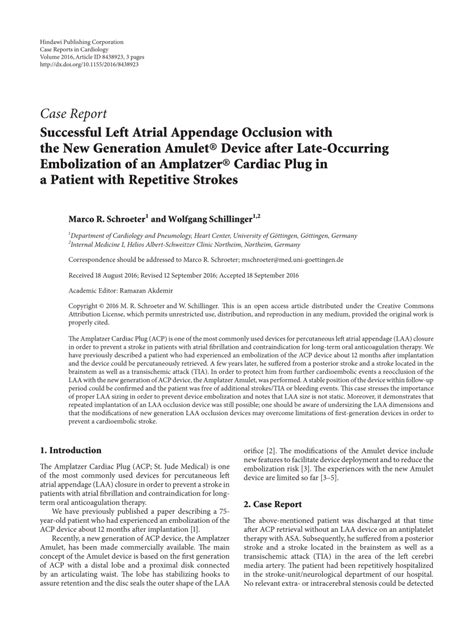 Pdf Successful Left Atrial Appendage Occlusion With The New