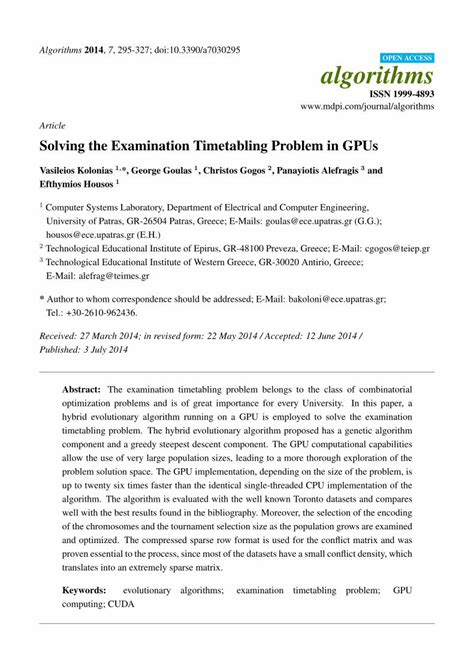Pdf Solving The Examination Timetabling Problem In Gpus Dokumen Tips
