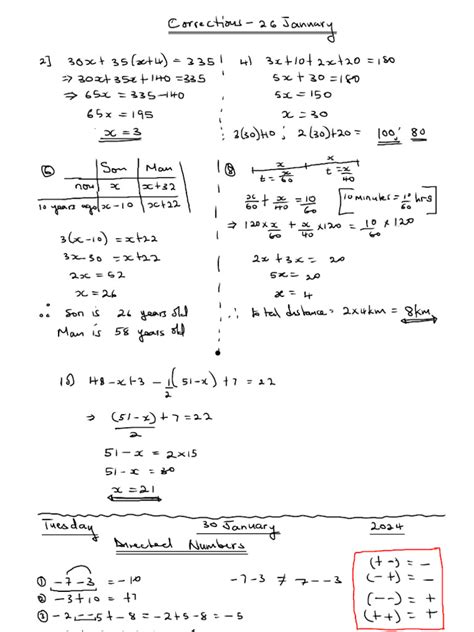 Directed Numbers Pdf