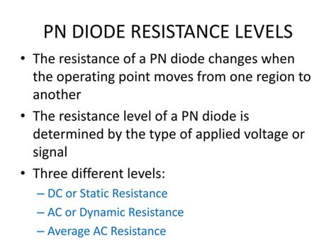 Diode Resistance Levels Ppt