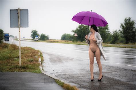 Naked Rain Nude Photo Under An Umbrella On The Highway Pablo Incognito
