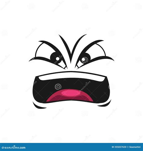 Cartoon Angry Face Vector Furious Yelling Emoji Stock Vector