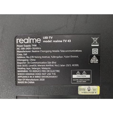 Realme Tv 43 Aio Board Tcon Lvds Cable Button Speaker Shopee Malaysia