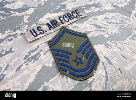 Us Air Force Master Sergeant Rank Patch On Digital Tiger Stripe Pattern Airman Battle Uniform