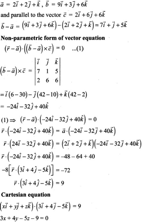find the parametric form of vector equation and cartesian equations of