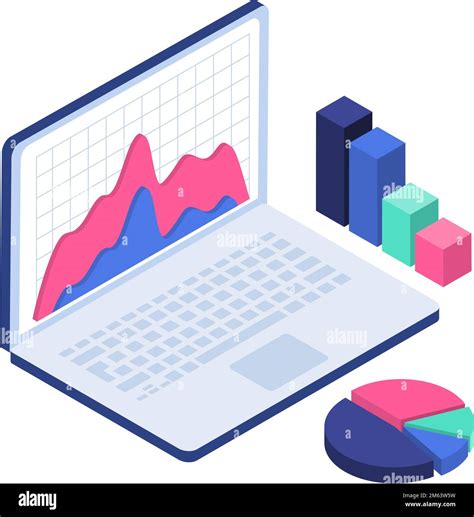 Data Analytics Concept Chart And Graphic On Laptop Vector Of Chart Data Digital Analysis