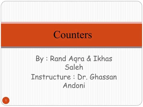 Logic Design Chapter 8 Counters Ppt