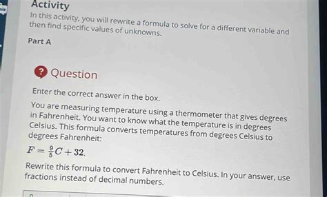 Solved Día Activity In This Activity You Will Rewrite A Formula To