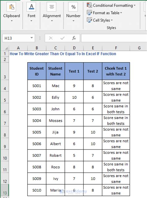 How To Write Greater Than Or Equal To In Excel If Function Exceldemy
