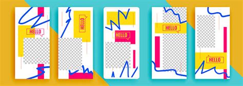 소셜 네트워크 이야기 벡터 일러스트 레이 션에 대 한 최신 유행 편집 템플릿 소셜 미디어에 대 한 디자인 배경입니다 Brand Name Online Messaging