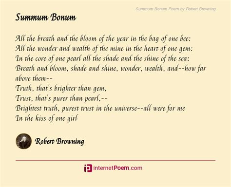 Summum Bonum Poem By Robert Browning
