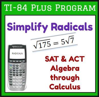 Simplify Radicals TI Plus Program SAT ACT Prep Algebra By Infinity