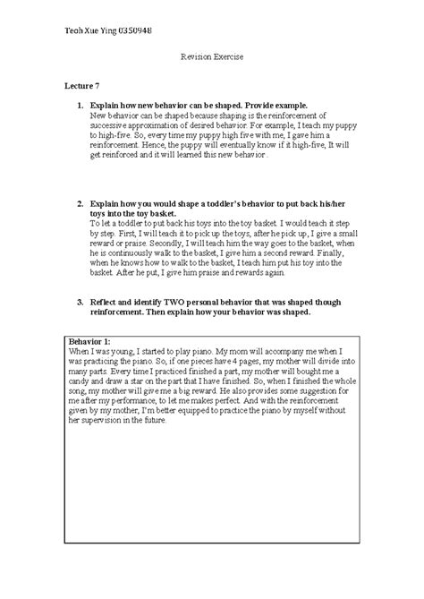 revision exercise lecture 7 teoh xue ying 0350948 revision exercise
