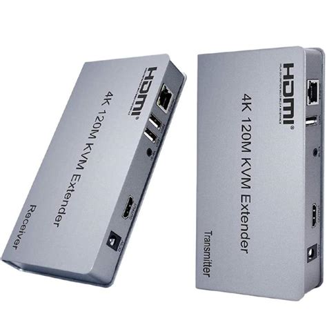 4k 120m Hdmi Kvm Extender Transmitter Receiver Over Cat5 5e Cat6 Rj45 Ethernet Cable Support Usb