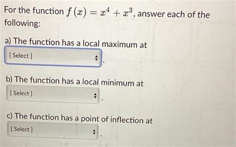 solved for the function f x x3 8x2 16x answer each of the