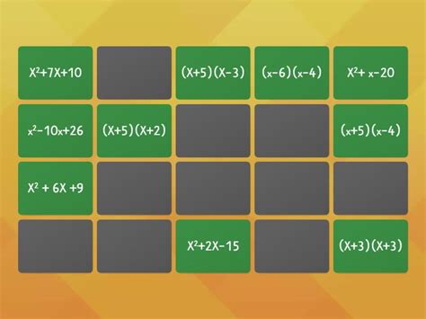 QUADRATIC EQUATION Matching Pairs