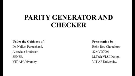 Parity Generator And Checker With Verilog Code YouTube