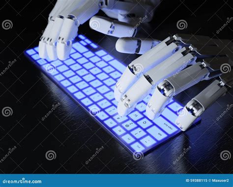 Robot Typing On Keyboard Stock Image Image Of Authentication 59388115