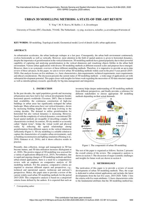 Pdf Urban 3d Modelling Methods A State Of The Art Review