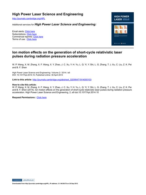 Pdf Ion Motion Effects On The Generation Of Short Cycle Relativistic