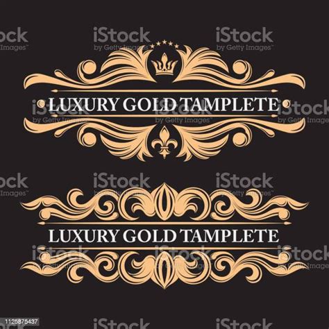 검은 바탕에 빈티지 요소를 템플릿입니다 고급 스러운 전 령 잎 장식입니다 모노 그램 결혼식 독점 황금 붓글씨 디자인 요소입니다 빈티지 테두리 및 프레임 결혼식에 대한 스톡
