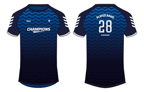 스포츠 저지 티셔츠 디자인 컨셉 벡터 템플릿 추상 쉐브론 패턴 라글란 라운드 넥 티 축구 저지 컨셉의 프론트 뷰 축구 배구 럭비