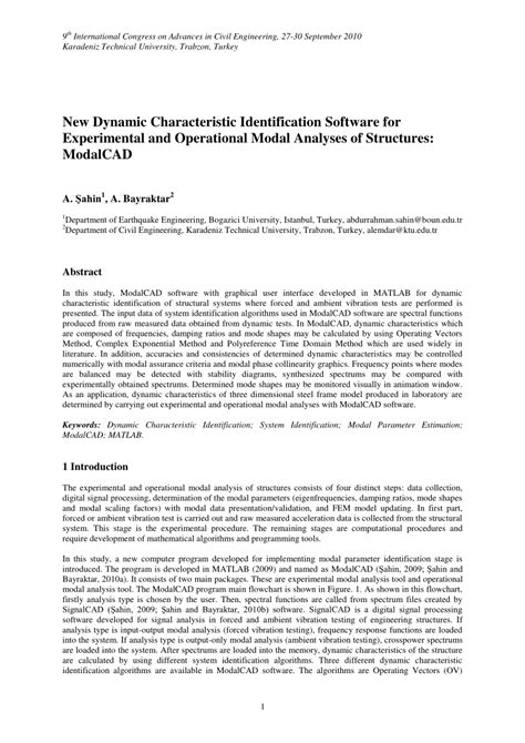 Pdf New Dynamic Characteristic Identification Software For Experimental And Operational Modal