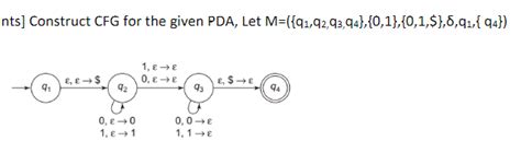 Solved Nts Construct Cfg For The Given Pda Let