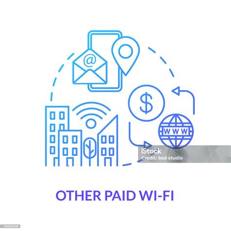 다른 유료 와이파이 블루 개념 아이콘 공공 서비스 무료 인터넷 구역 글로벌 통신 도시에서 4g 신호 로밍 아이디어 얇은 선 일러스트 벡터 격리 윤곽선 Rgb 색상 도면 4g