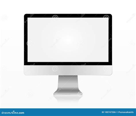 Modern Flat Screen Computer Monitor Computer Display Isolated Vector Illustration