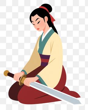 Princess Mulan Female Sword Warrior In Stance Png