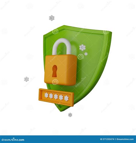 3d Shield Secure Icon Authentication Render Lock Password Concept Secret Personal Data