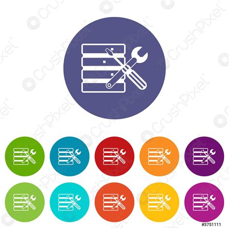 Database With Screwdriverl And Spanner Set Icons Stock Vector 3751111 Crushpixel