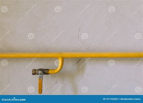 Yellow Gas Pipe On Residential House Wall Stock Image Image Of Apartment Connection 151155565