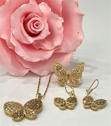 نیم ست پروانه آناهیتا گالری طلای الماس رز