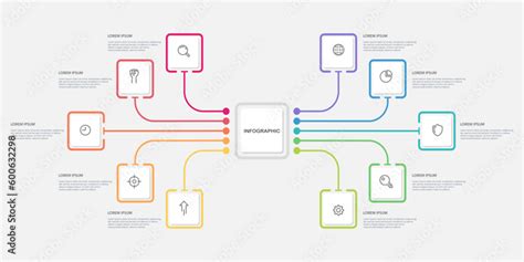 Infographic Diagram Options Or Steps Mind Map Process Flowchart Template Vector