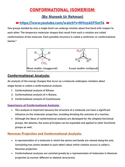 Conformational Isomerism By Muneeb Pdf Conformational Isomerism Isomer