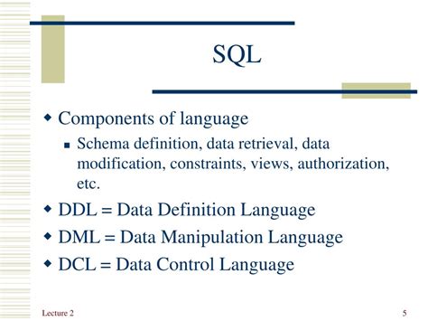 Ppt Lecture 1 Sql Ddl And Dml Powerpoint Presentation Free Download