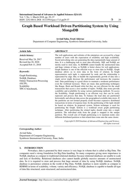 Pdf Graph Based Workload Driven Partitioning System By Using Mongodb