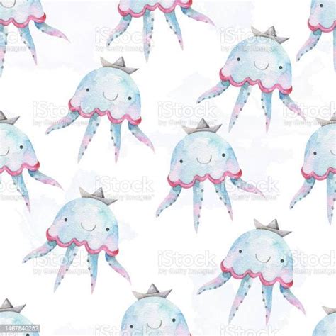 바다 생물과 완벽 한 패턴입니다 끝없는 수중 생활 배경 물고기 해파리 상어 식물 바다 껍질 산호 불가사리 바다 벽지 섬유 벽