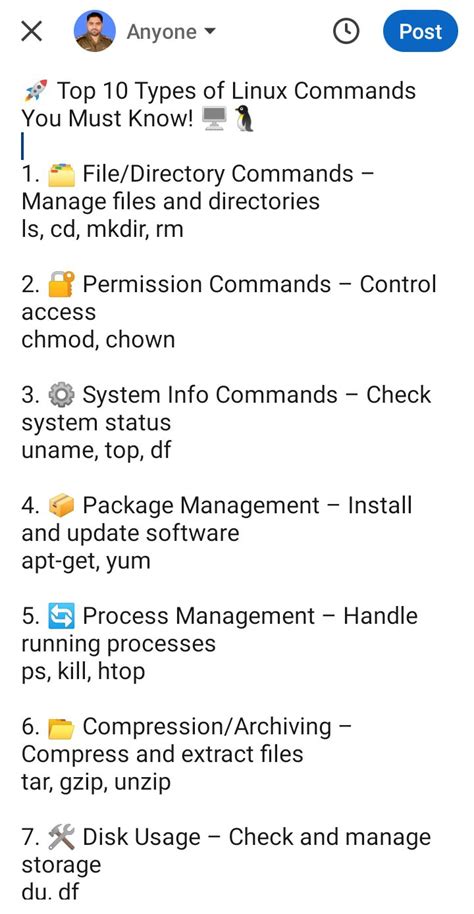 Azmat Ullah On Linkedin 🚀 Top 10 Types Of Linux Commands You Must Know 🖥️🐧 1 🗂️