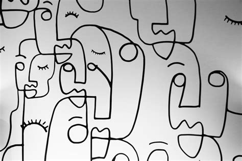 검은 선 관념적인 그래픽 그래픽 디자인 그려진 얼굴들 낙서 스타일 도시 예술 디자인 디테일 라인 아트 라인 일러스트레이션 미니멀 미니멀리스트 미술