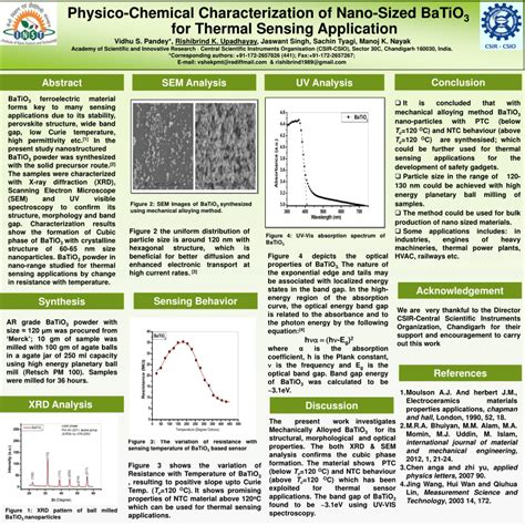 Pdf Physico Chemical Characterization Of Nano Sized Batio3 For Thermal Sensing Application