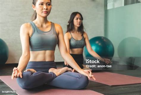 요가 필라테스 운동을하는 아시아와 아프리카 계 미국인 여성 친구 체육관에서 요가를하는 여성의 손을 닫으십시오 25 29세에 대한 스톡 사진 및 기타 이미지 Istock