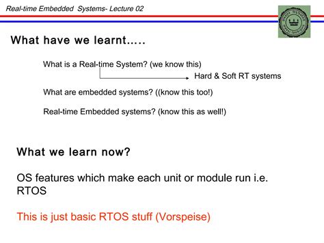 Real Time Embedded System Lec 02 Ppt Operating Systems Computer