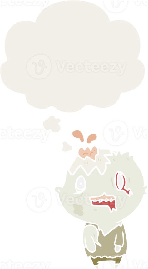 Caricatura Zombi Y Pensamiento Burbuja En Estilo Retro 43493922 Png