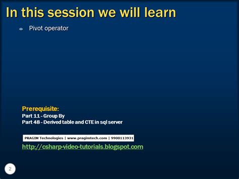 Sql Server Net And C Video Tutorial Part 54 Pivot In Sql Server 2008