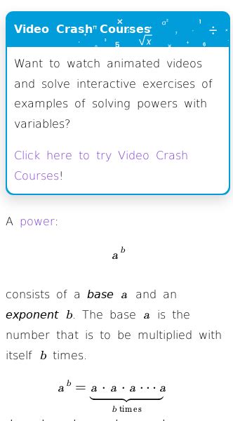 Powers Of Variables Algebra Free Math Encyclopedia