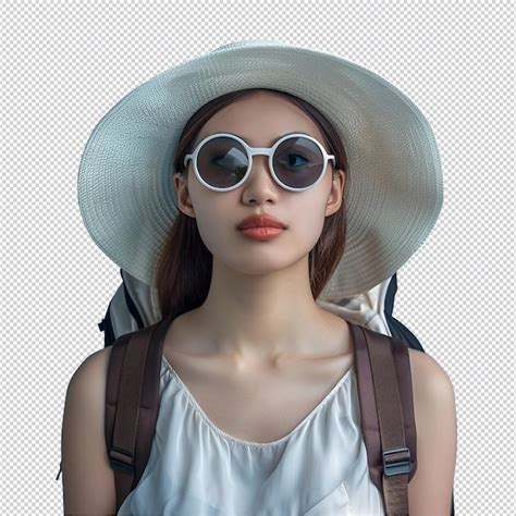 Premium Psd A Woman Wearing A Hat That Says Quot Sun Glasses Quot